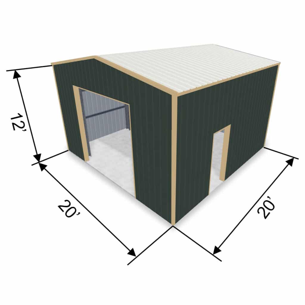 Garage/Man Door - 20x20x12 Steel Building Kit - Power Steel Buildings